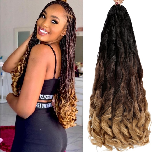 Hair | 24 Inch 6 Packs Mix Three Tone Bouncy Loose Wave Crochet Braids ...